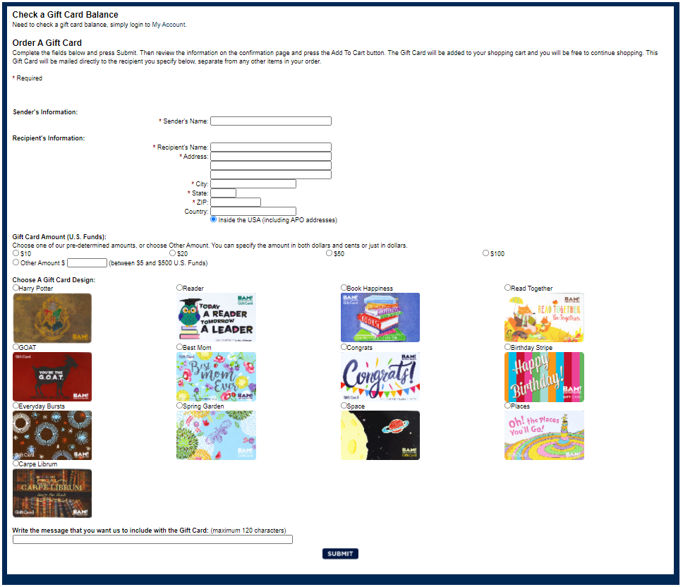 Purchase a Gift Card – Customer Help Desk
